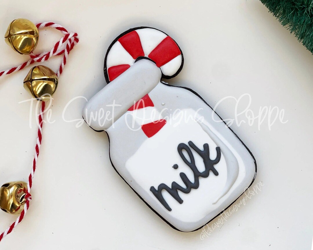 Milk With Candy Cane- Cookie Cutter - Etsy