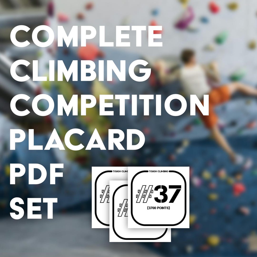 Complete Climbing Competition Placard Set Comp Tags for Redpoint ...