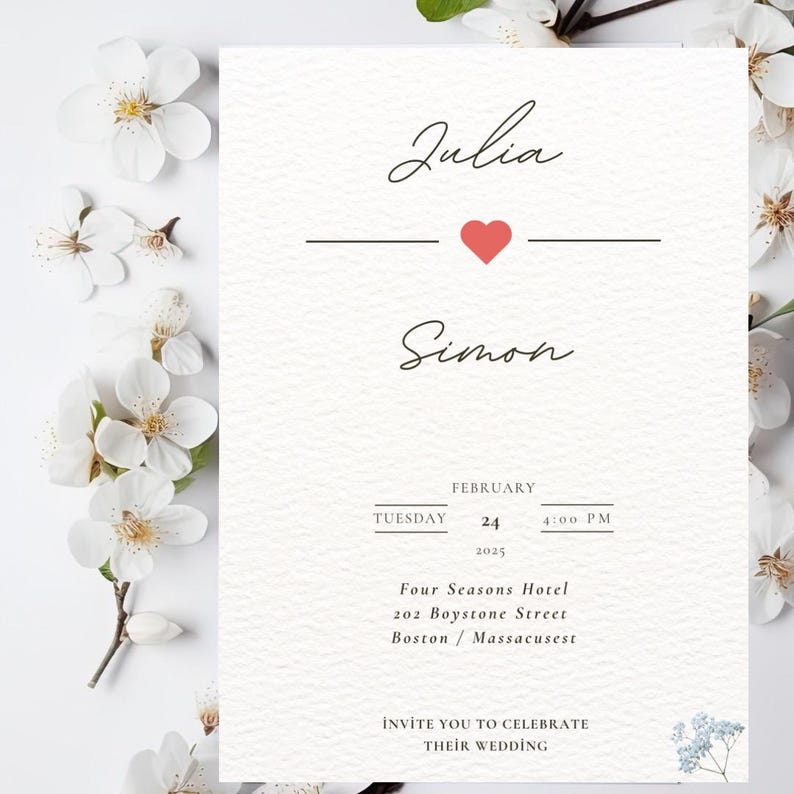 Minimal Custom Digital Invitations Personalized Wedding Invites ...