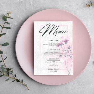 Flower Menu Template, Garden Party Bridal Menu, Boho Flowers Event Menu ...