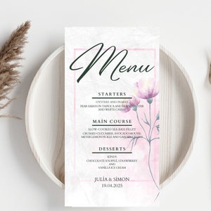 Flower Menu Template, Garden Party Bridal Menu, Boho Flowers Event Menu ...