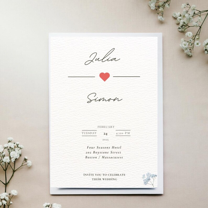 Minimal Custom Digital Invitations Personalized Wedding Invites ...