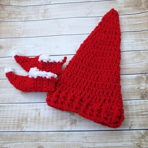 Red Baby Elf Outfit, Newborn Christmas Outfit, Baby Holiday Photo Prop ...