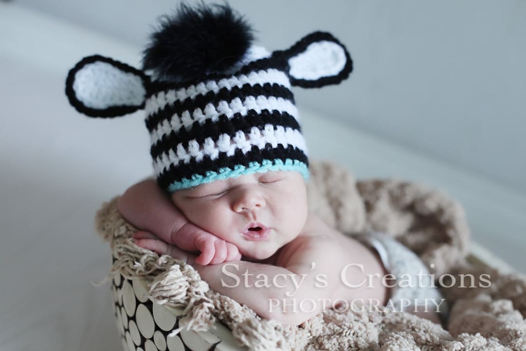 Newborn Baby Boy Hat, Halloween Zebra Baby Hat, Newborn Beanie, Hat for ...