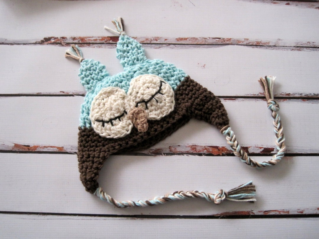 Baby Boy Hat, Sleeping Baby Owl Hat, Boy Newborn Owl Hat, Baby Animal ...