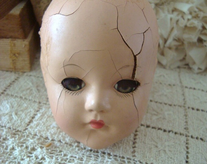 Vintage Cracked Weird Doll Head - Etsy