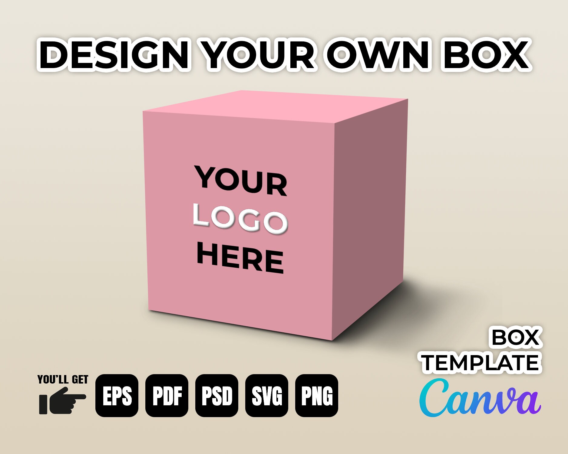 Editable Box Template (3.55"x3.55"x3.55") via Canva - Customizable ...