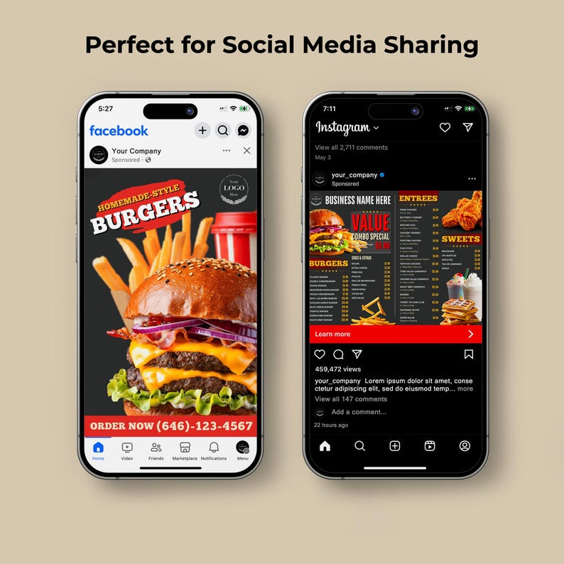 Fast Food Restaurant Menu Template: Editable Canva Design (11x8.5 ...