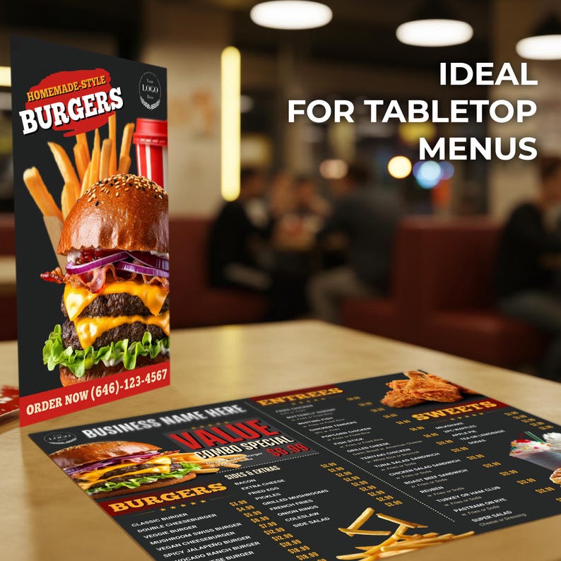 Fast Food Restaurant Menu Template: Editable Canva Design (11x8.5 ...