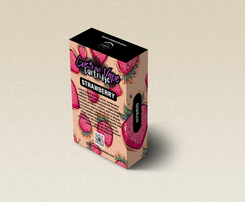 Vape Cartridge Box Template - Strawberry Flavor - 2.5"x1"x3.5 ...