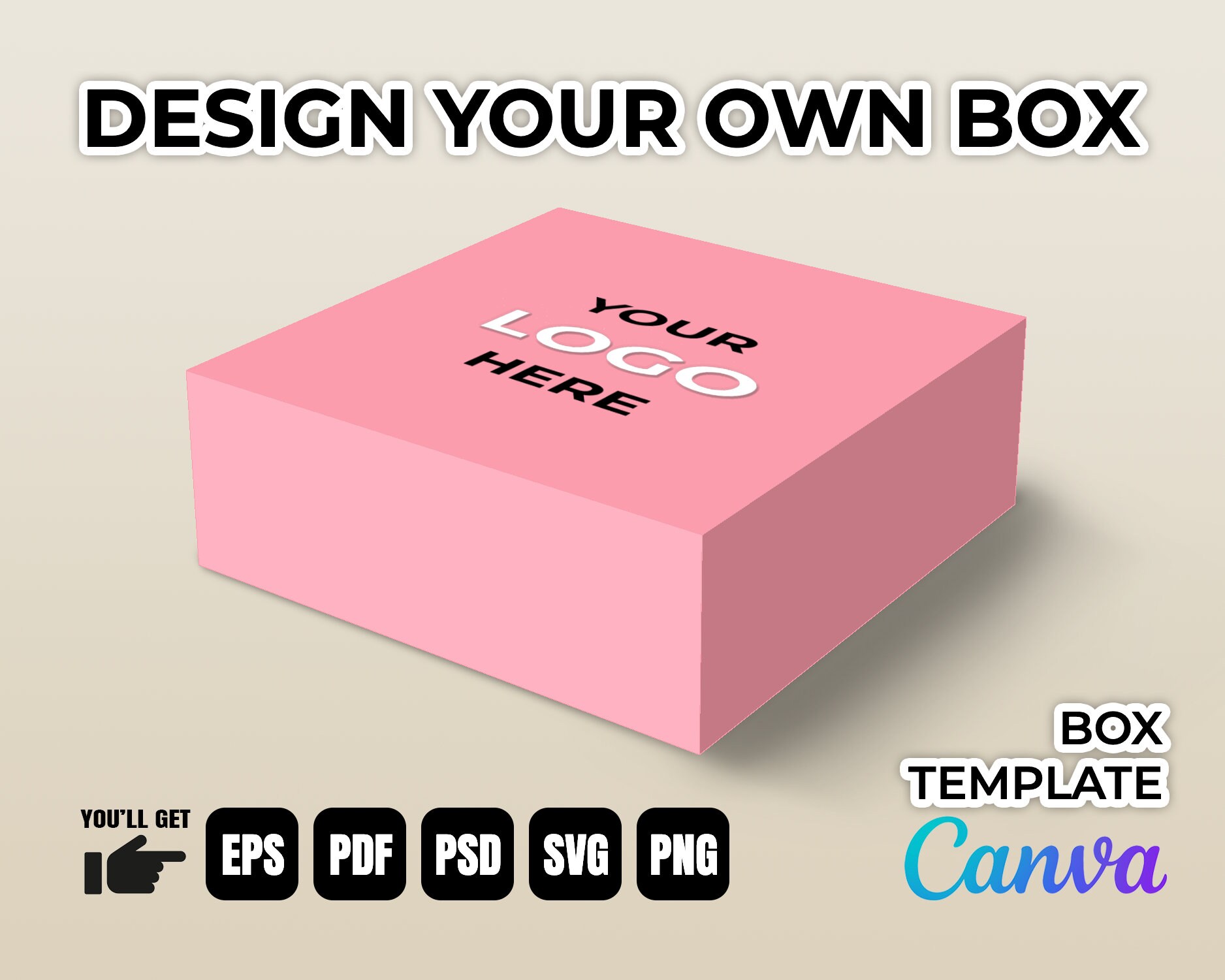 Editable Box Template (10"x10"x3.5") via Canva - Customizable Packaging ...