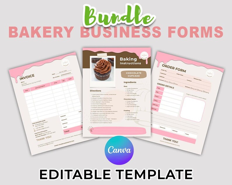 Bakery Business Form | Canva Template, Food Bakery, Editable Bakery ...