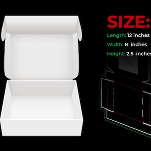 Editable Box Template (12"x8"x2.5") via Canva - Customizable Packaging ...