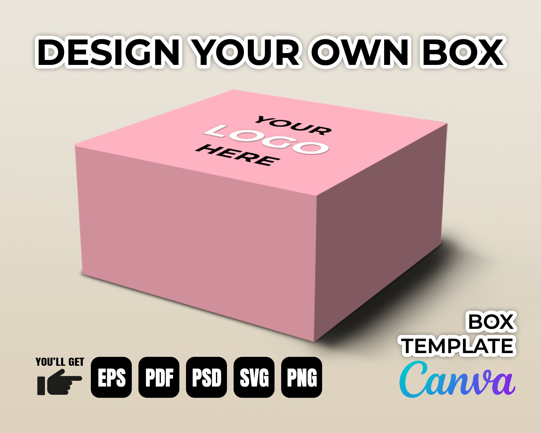 Editable Box Template (10"x10"x5") via Canva - Customizable Packaging ...