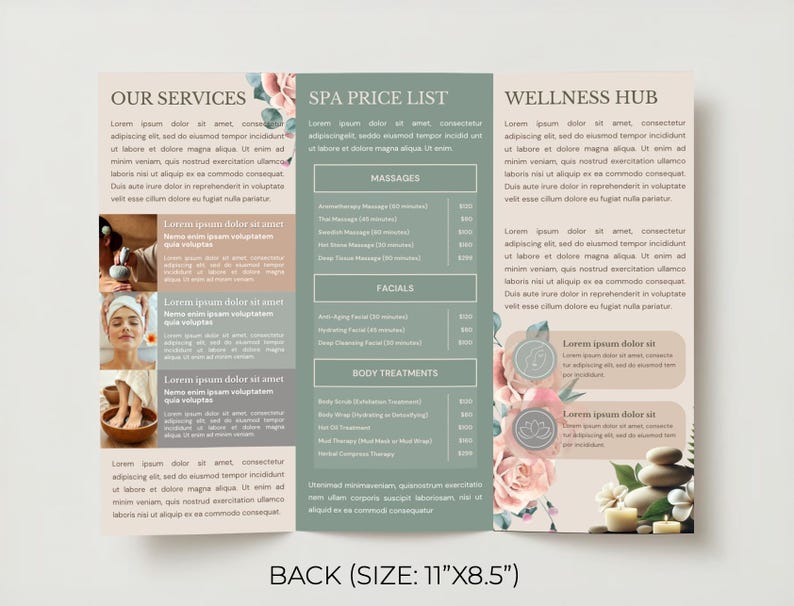Spa Brochure, Editable Brochure Template, Wellness Center Flyer, Facial ...