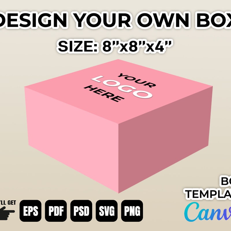 8x8x4 Box Template - Etsy