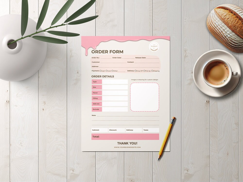 Bakery Order Form Canva Template, Food Bakery, Editable Bakery Order ...