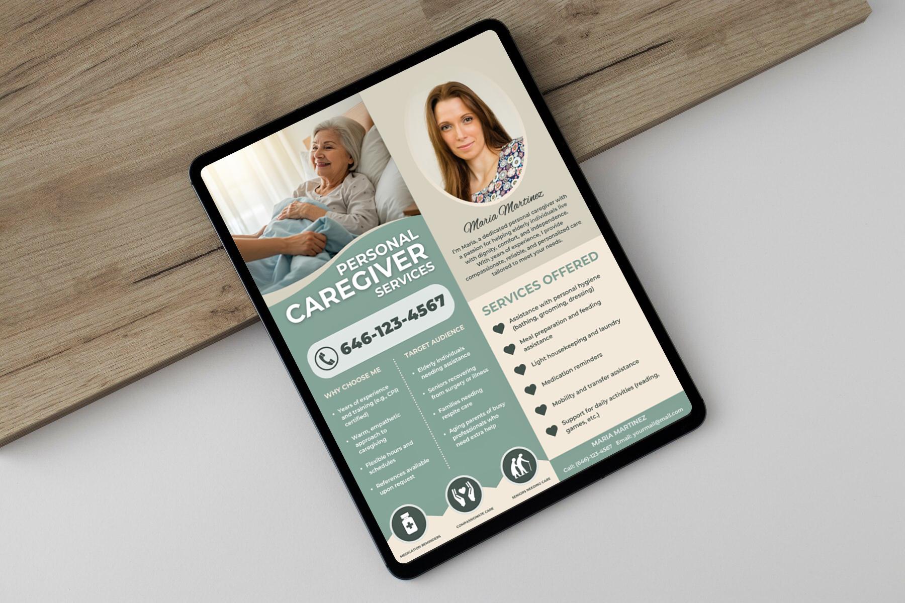 Caregiver Flyer and Business Card Templates Bundle, Caregiver, Flyer ...