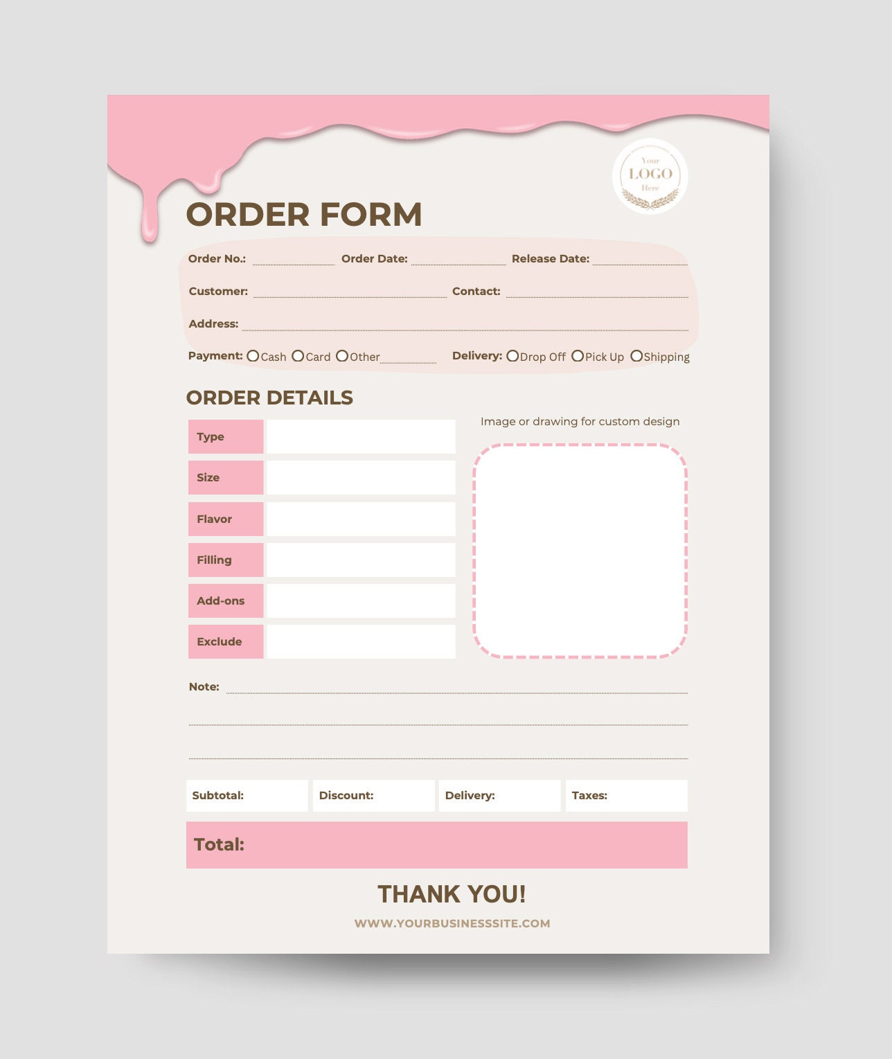 Order Form Editable Canva Template, Brochure, Business Card, Voucher ...