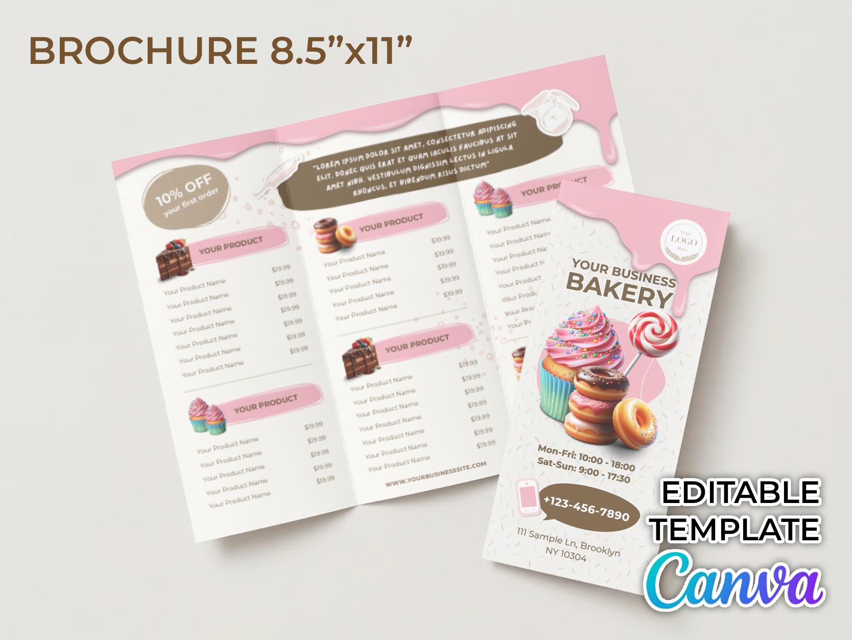 Brochure | Editable Canva Template, Bakery Brochure, Bakery Brochure ...