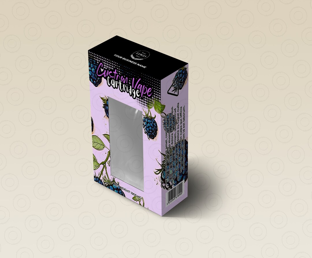 Vape Cartridge Box Template Blackberry Flavor 2.5x1x3.5 Editable via ...