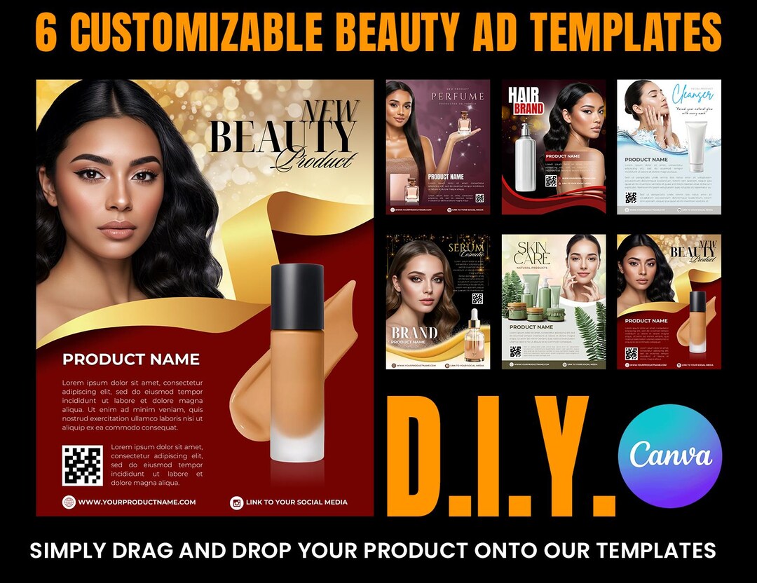 Customizable Beauty Product Ad Templates: Canva Print (digital Download ...