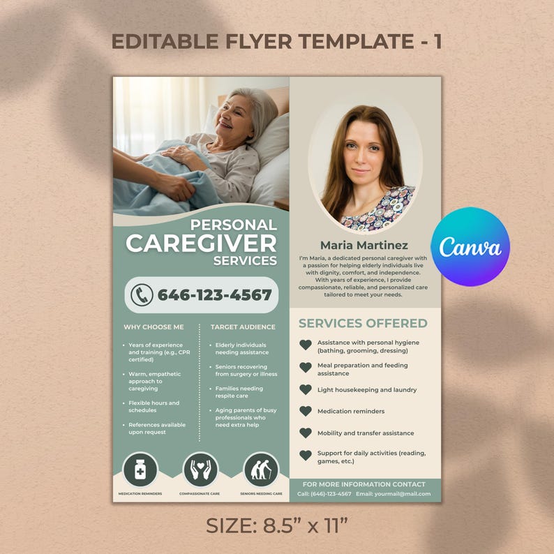 Caregiver Flyer and Business Card Templates Bundle, Caregiver, Flyer ...