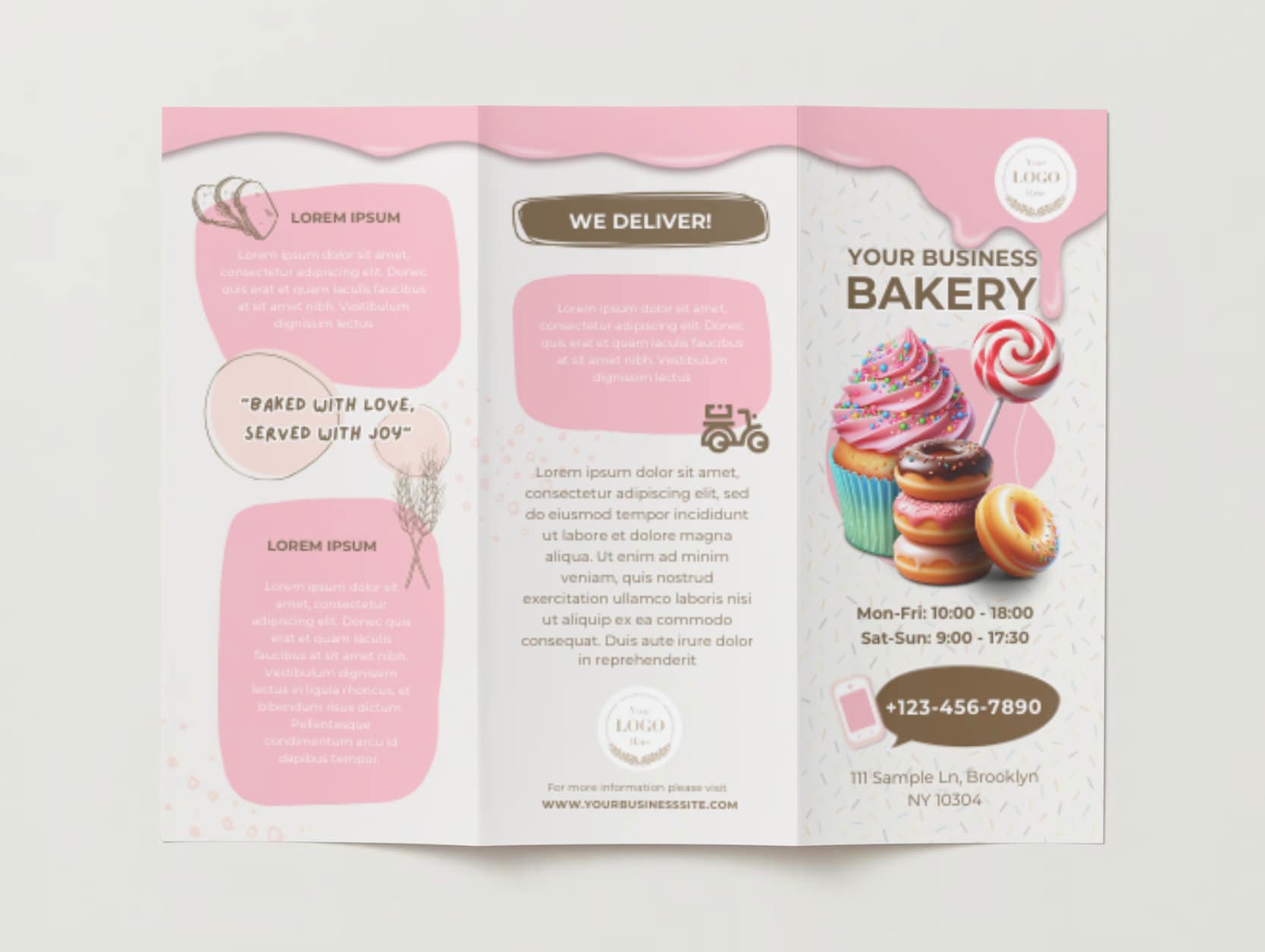 Brochure | Editable Canva Template, Bakery Brochure, Bakery Brochure Template, Tri-fold Brochure ...