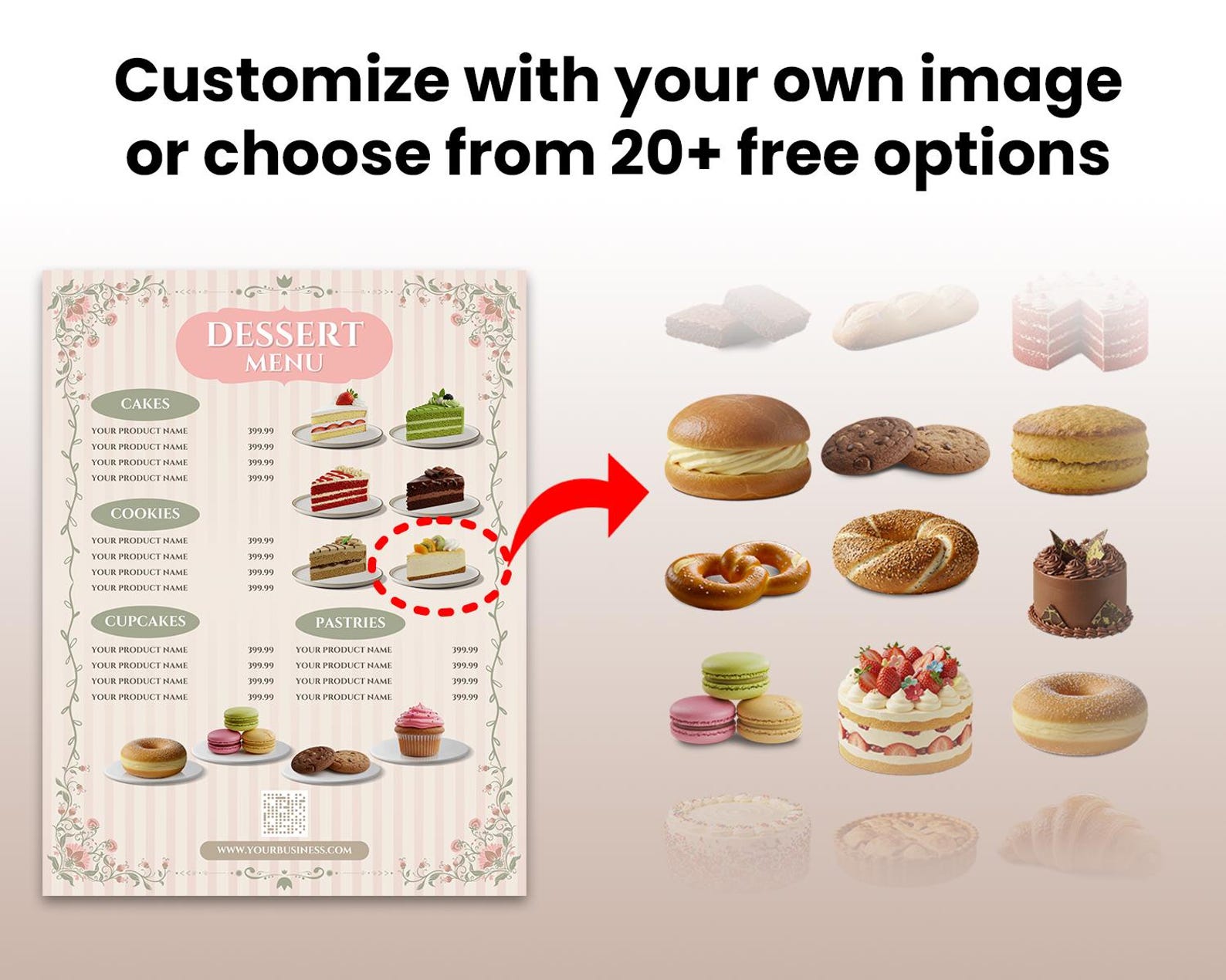 Editable Bakery Menu Template: Dessert Menu Canva Design (digital ...
