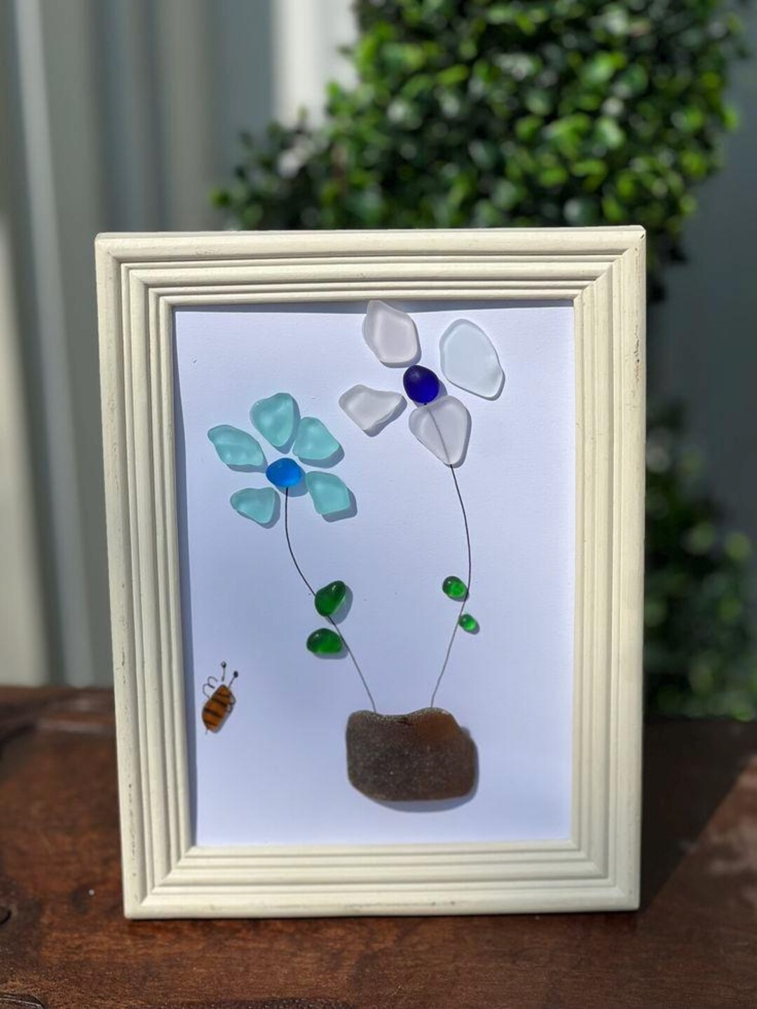 Pretty Spring Flowers in a Pot Seaglass Framed Art - Etsy