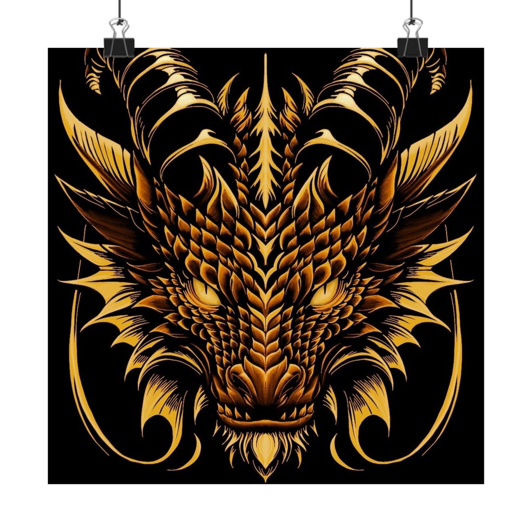 Gold Dragon : Matte Poster / Square - Etsy