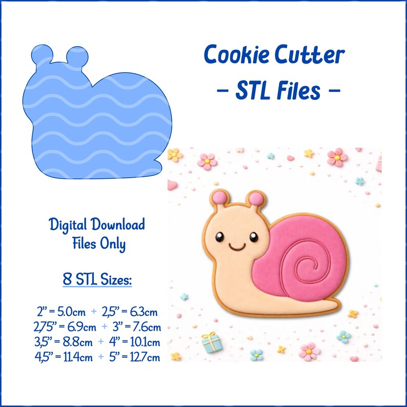 Snail Cookie Cutter STL Files: 3D Printing Set (digital Download) - Etsy