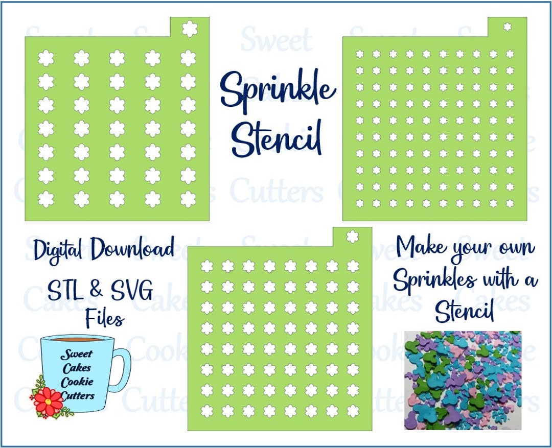 Sprinkle Stencil Flower 1 Design, 3 Sizes of Digital STL and SVG Files ...