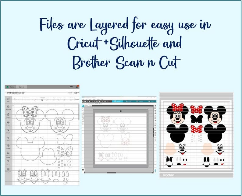 Min Mouse and Mic Mouse, Svg Dxf Eps Pdf Png, Layered Cutting Files for ...