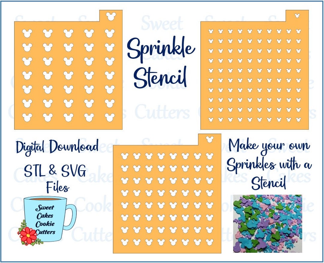 Sprinkle Stencil Mouse Design, 3 Sizes of Digital STL and SVG Files for ...