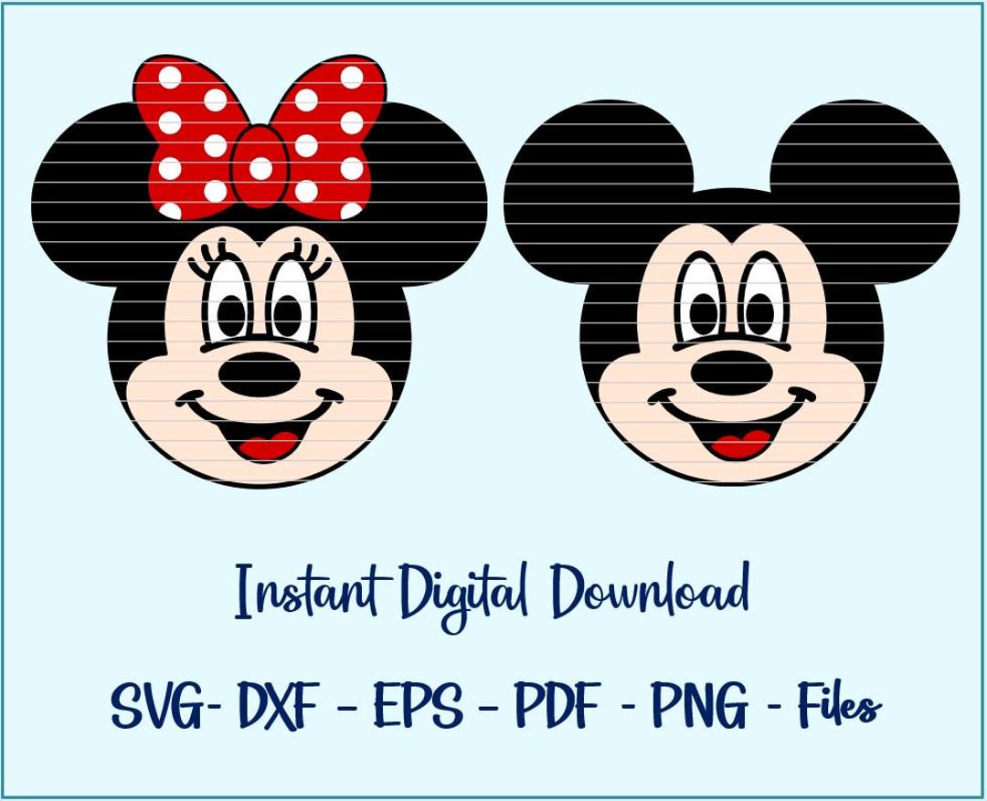Min Mouse and Mic Mouse, Svg Dxf Eps Pdf Png, Layered Cutting Files for ...