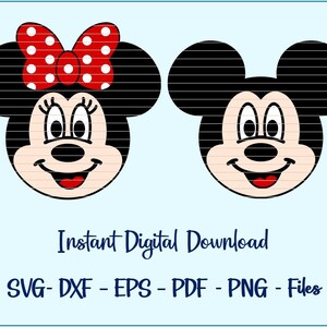 Min Mouse and Mic Mouse, Svg Dxf Eps Pdf Png, Layered Cutting Files for ...
