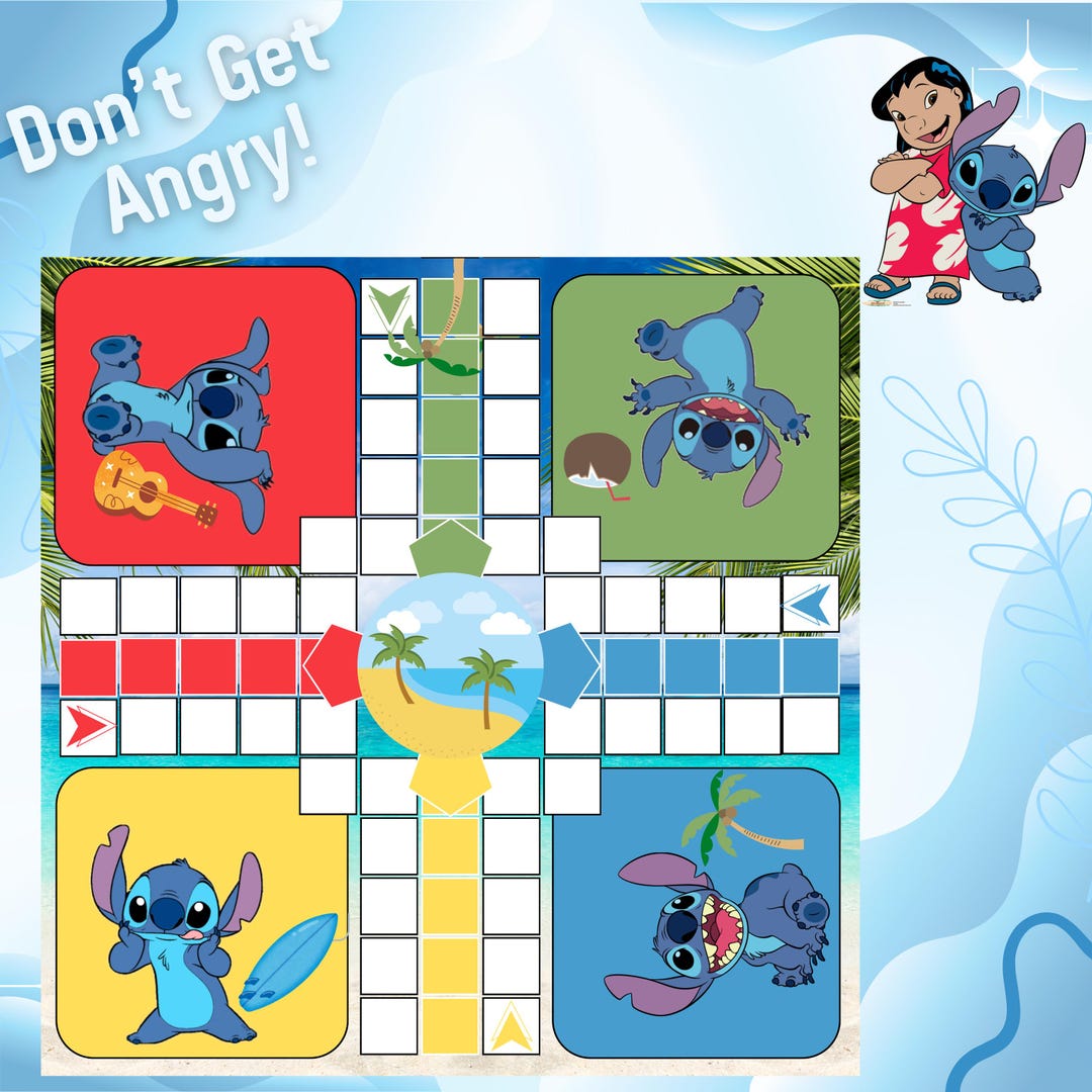 Tropical Stitch-inspired Ludo Board Game | Printable Digital File for ...