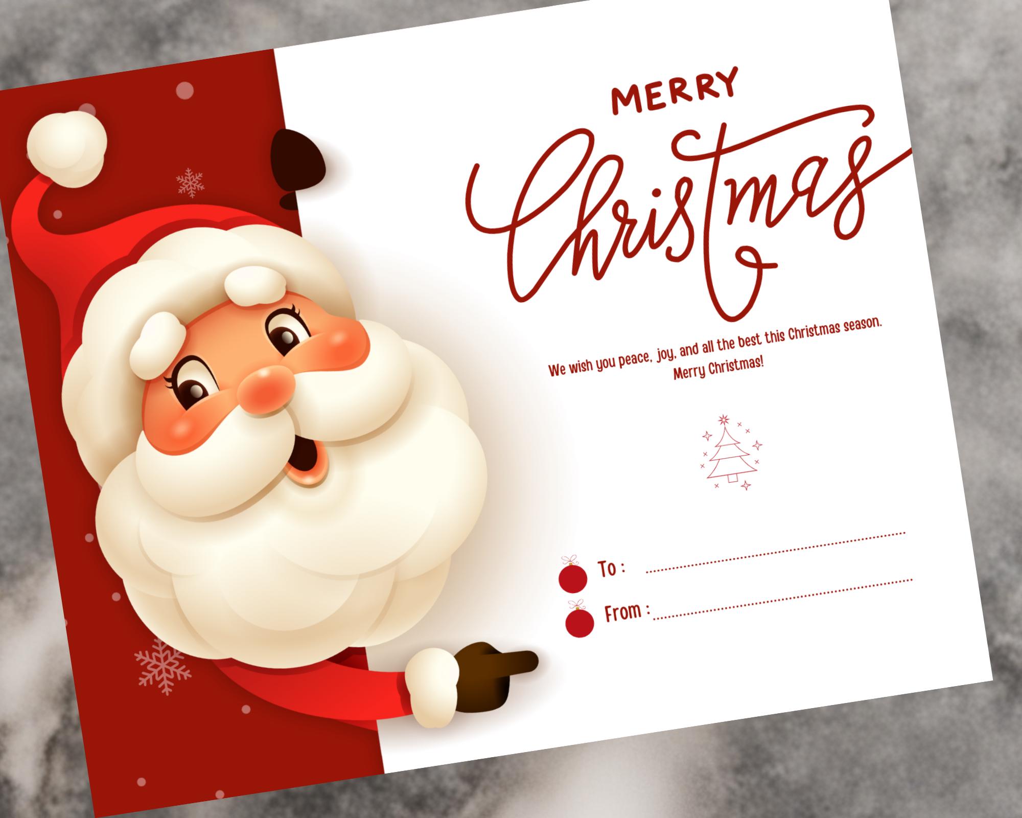Printable Christmas Postcard Cute Santa Claus Design for Kids and ...