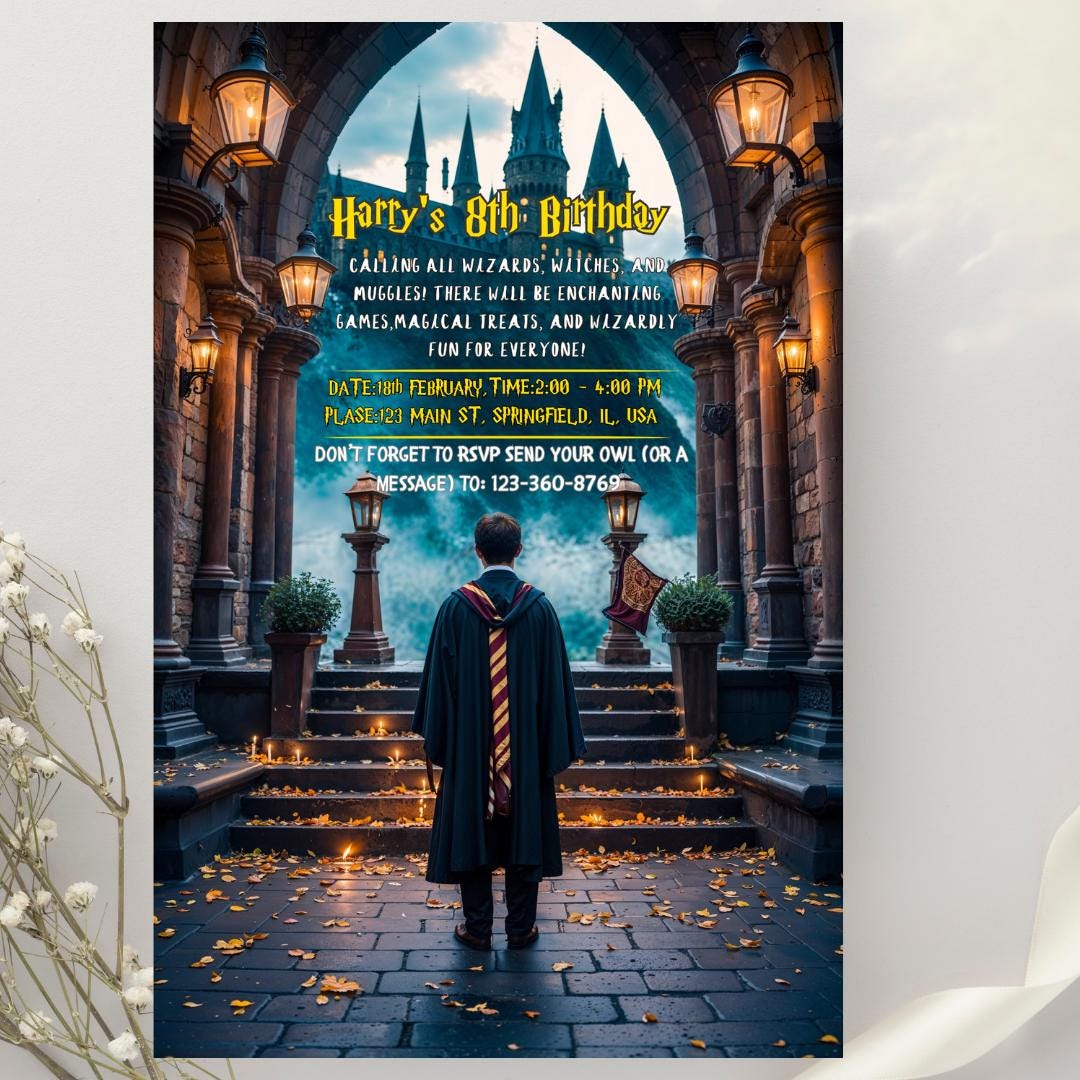 Harry Potter Themed Birthday Invitation, Editable Canva Template ...