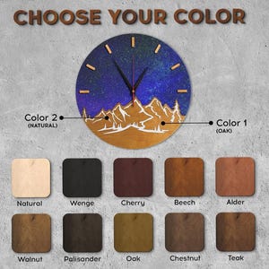 Mountain Wall Clock, Night Sky Clock, Nature Wall Clock, Wood Clock ...