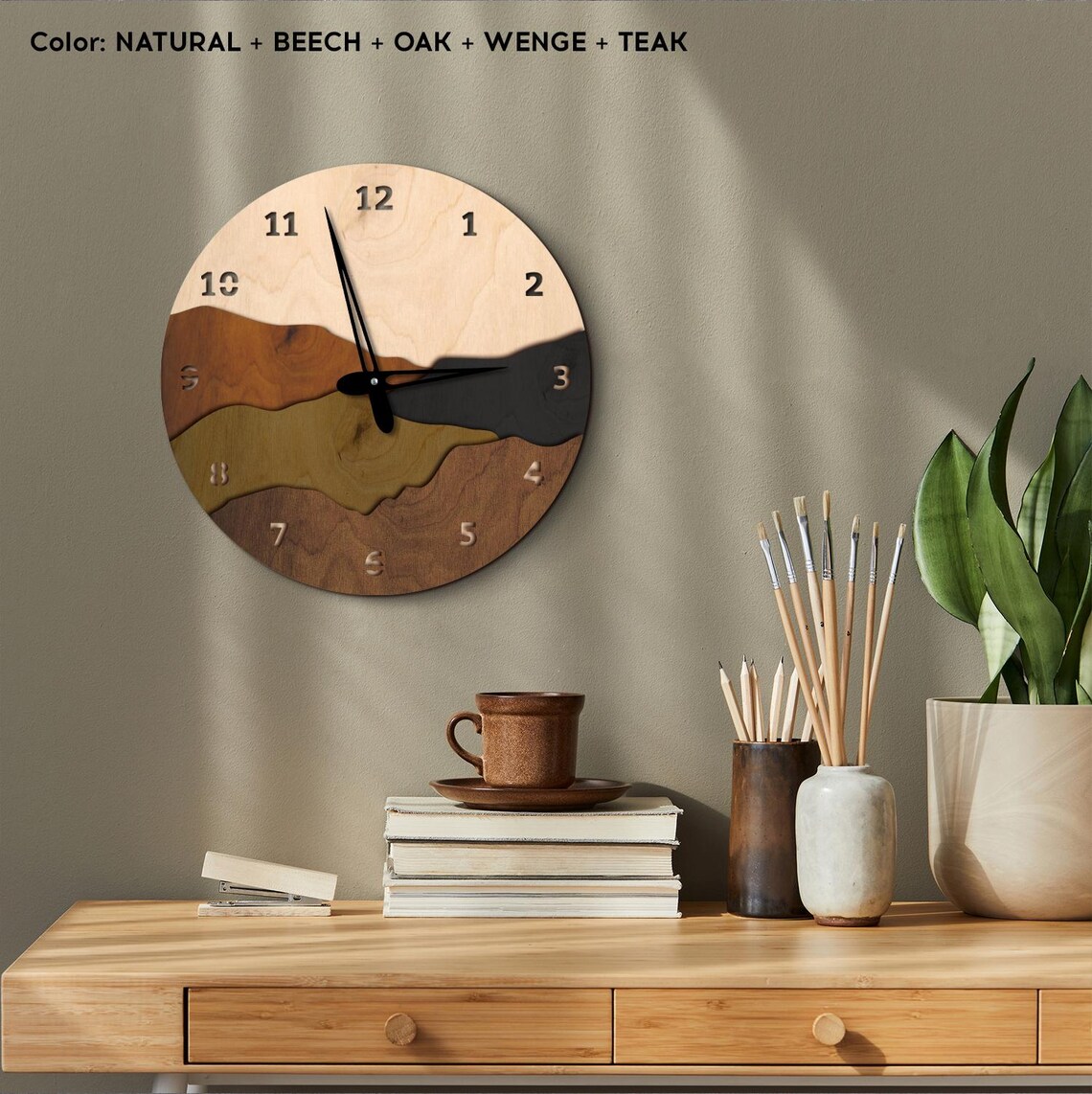 Mountain Wall Clock, Wood Mountain Clock, Nature Wall Clock, Landscape ...