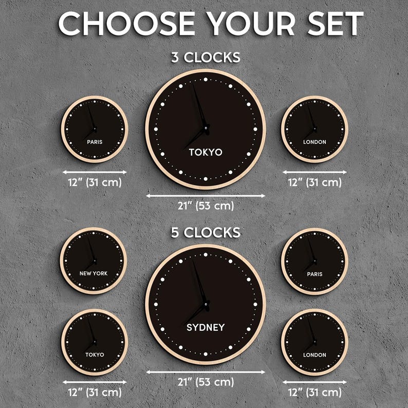 Time Zone Wall Clocks, Custom Time Zone Wall Clocks, City Wall Clock ...