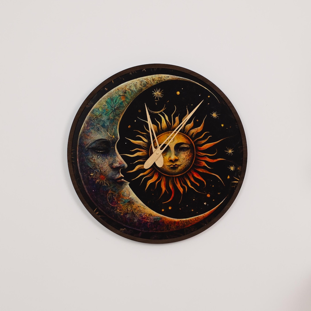 Sun Moon Clock, Moon Clock, Sun Clock, Lunar Wall Clock, Fantasy Clock ...