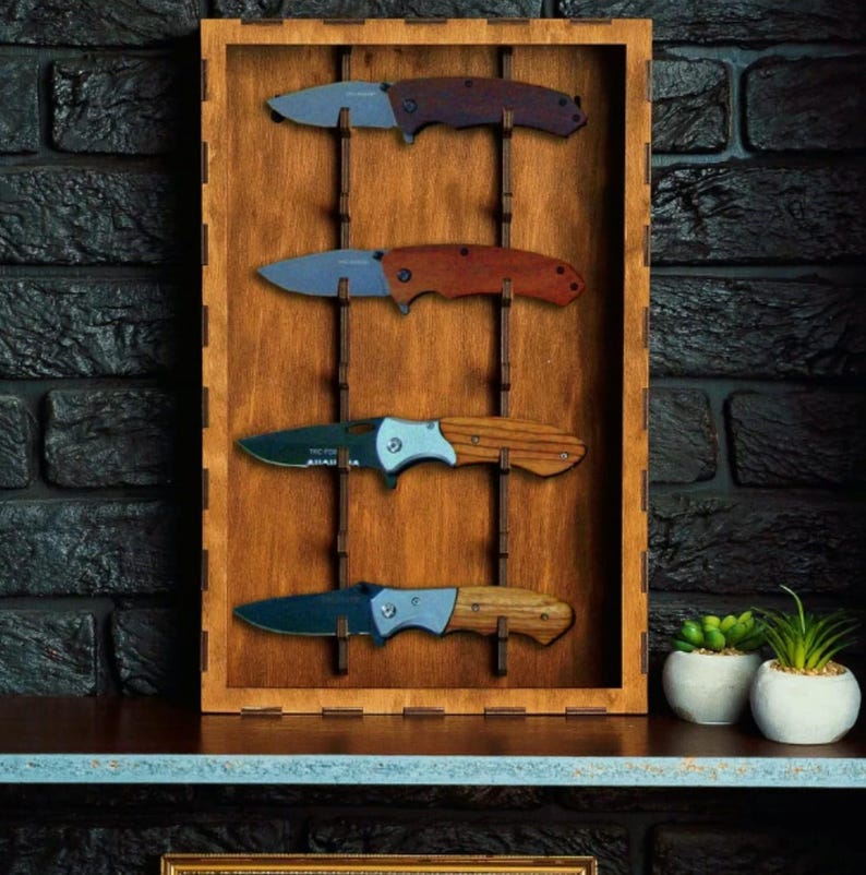 Custom Knife Display Case Wall Mounted, Pocket Knife Shelf, Pocket ...