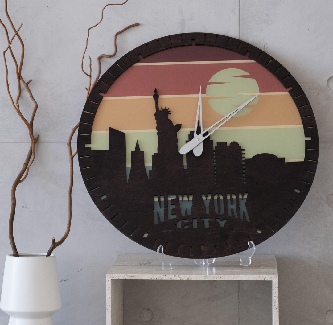 Statue of Liberty Clock, New York Wall Clock, New York Skyline Wall Art ...