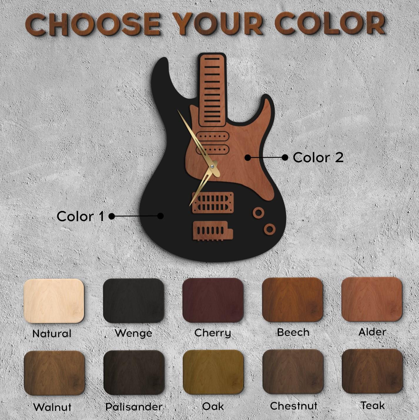 Guitar Wall Clock, Music Wall Clock, Guitar Room Decor, Electric Guitar ...