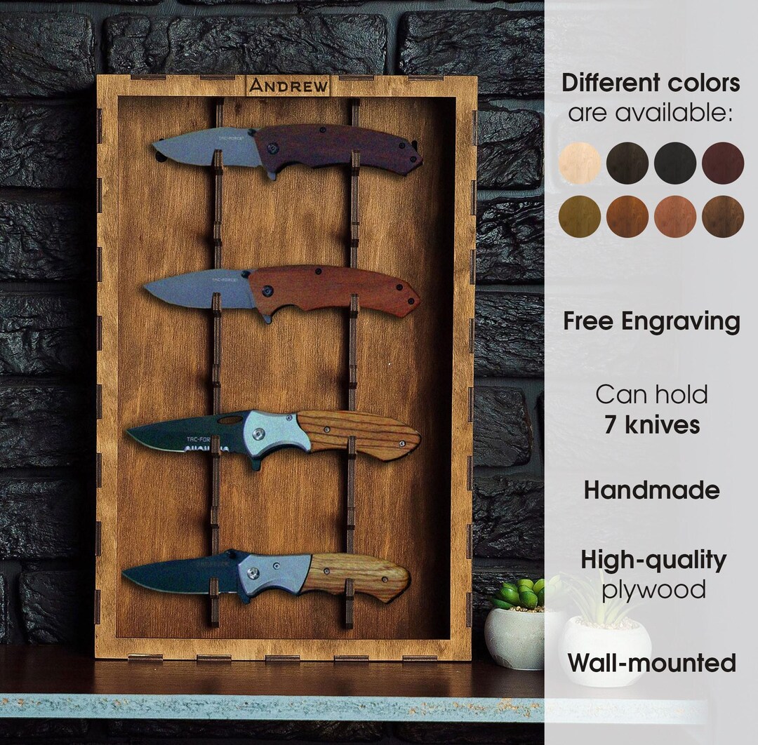 Custom Knife Display Case Wall Mounted, Pocket Knife Shelf, Pocket ...