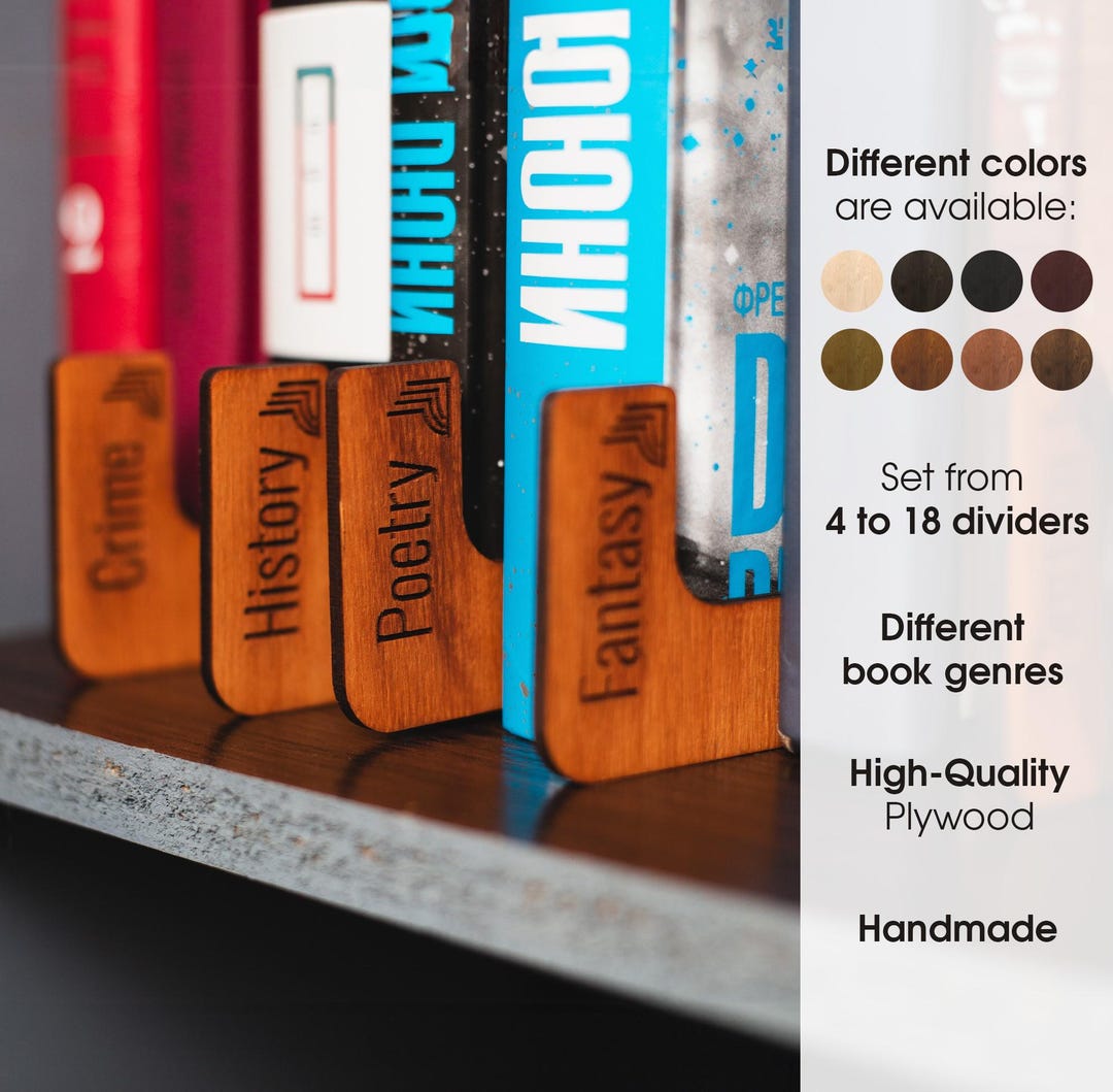 Book Dividers, Book Genre Divider, Book Separator, Bookshelf Dividers ...