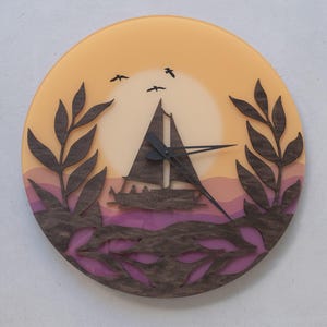 Ship Wall Clock, Boat Clock, Sea Wall Clock, Sailing Boat Wall Art ...